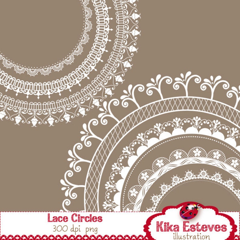 Lace Circle Frames Digital Clipart / Scrapbooking Card | Etsy
