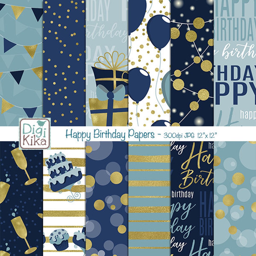 Happy Birthday Digital Papers - Scrapbooking, Card Design, Invitations ...
