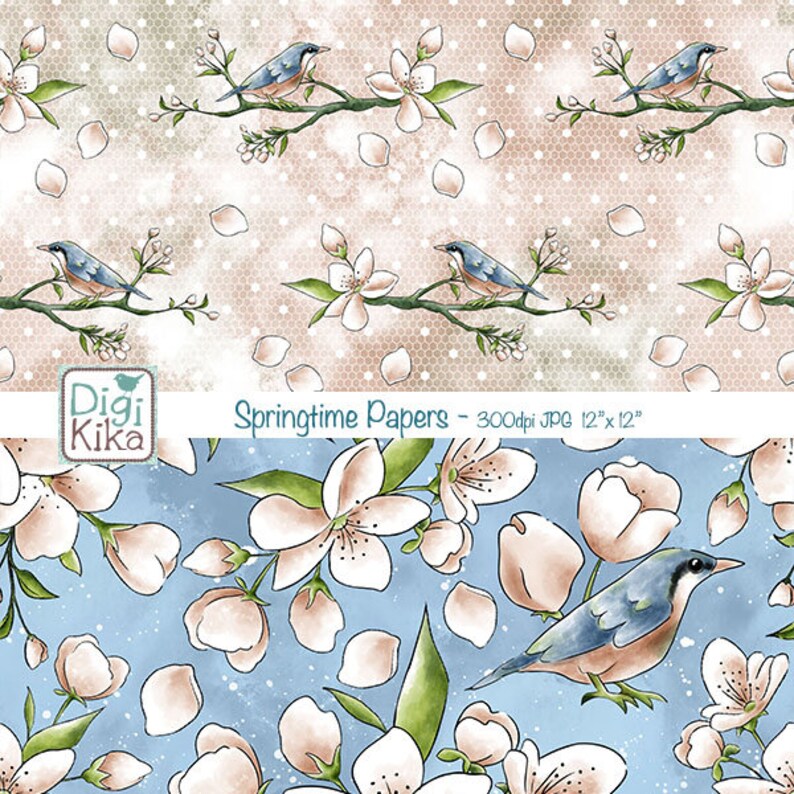 Springtime Digital Papers Spring Digital Scrapbook Papers | Etsy