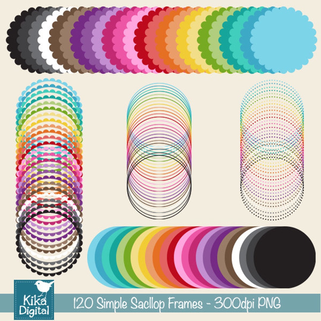 120 Simple Scallop Digital Frames Mix and Match Card - Etsy