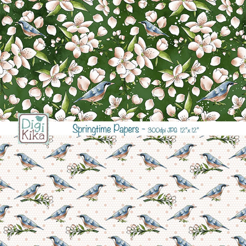 Springtime Digital Papers Spring Digital Scrapbook Papers | Etsy