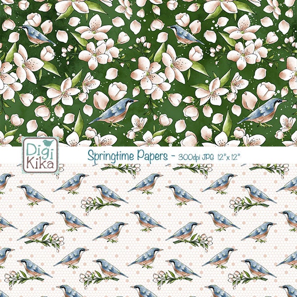 Springtime Digital Papers Spring Digital Scrapbook Papers | Etsy