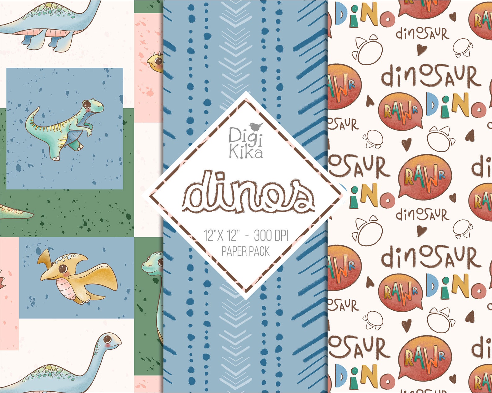 30 Dinosaur Digital Papers Dinos Digital Scrapbook Papers - Etsy