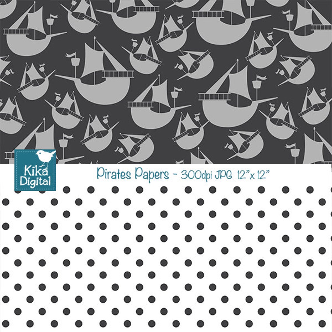 Pirates Digital Papers Scrapbooking card design | Etsy