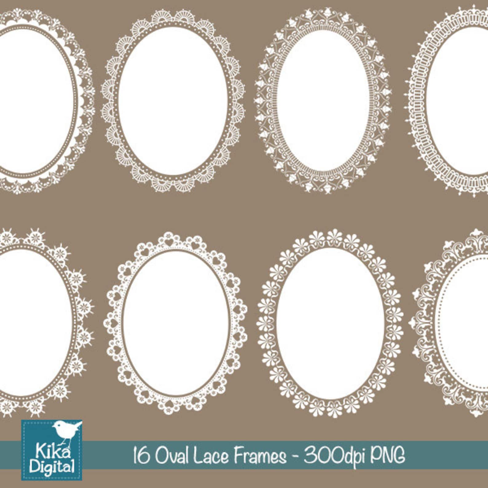 Oval Lace Frames Digital Clipart Digital Wedding Frames - Etsy