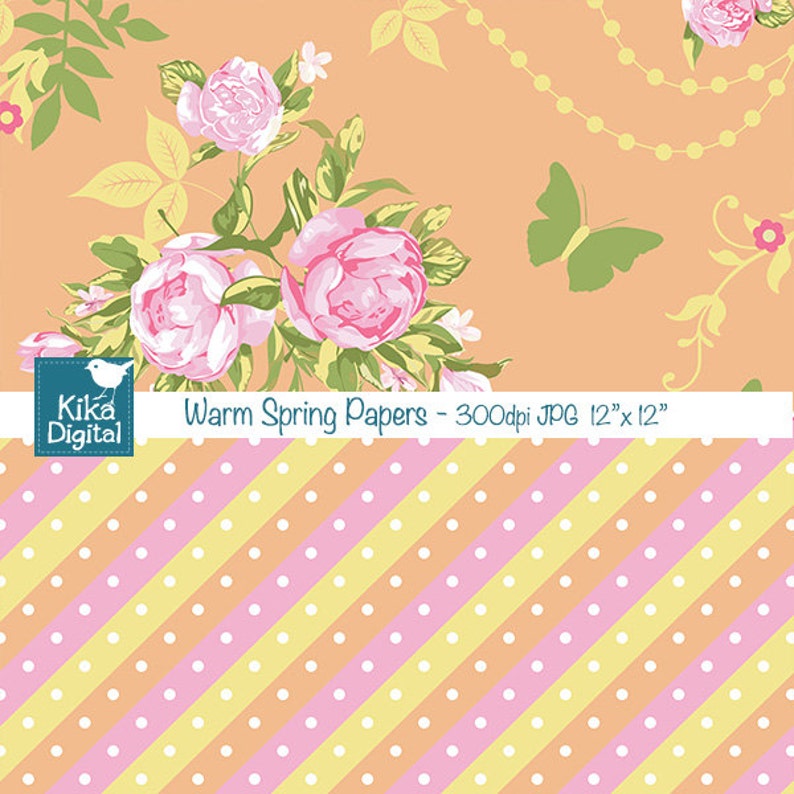 Warm Spring Digital Papers Digital Scrapbook Papers | Etsy