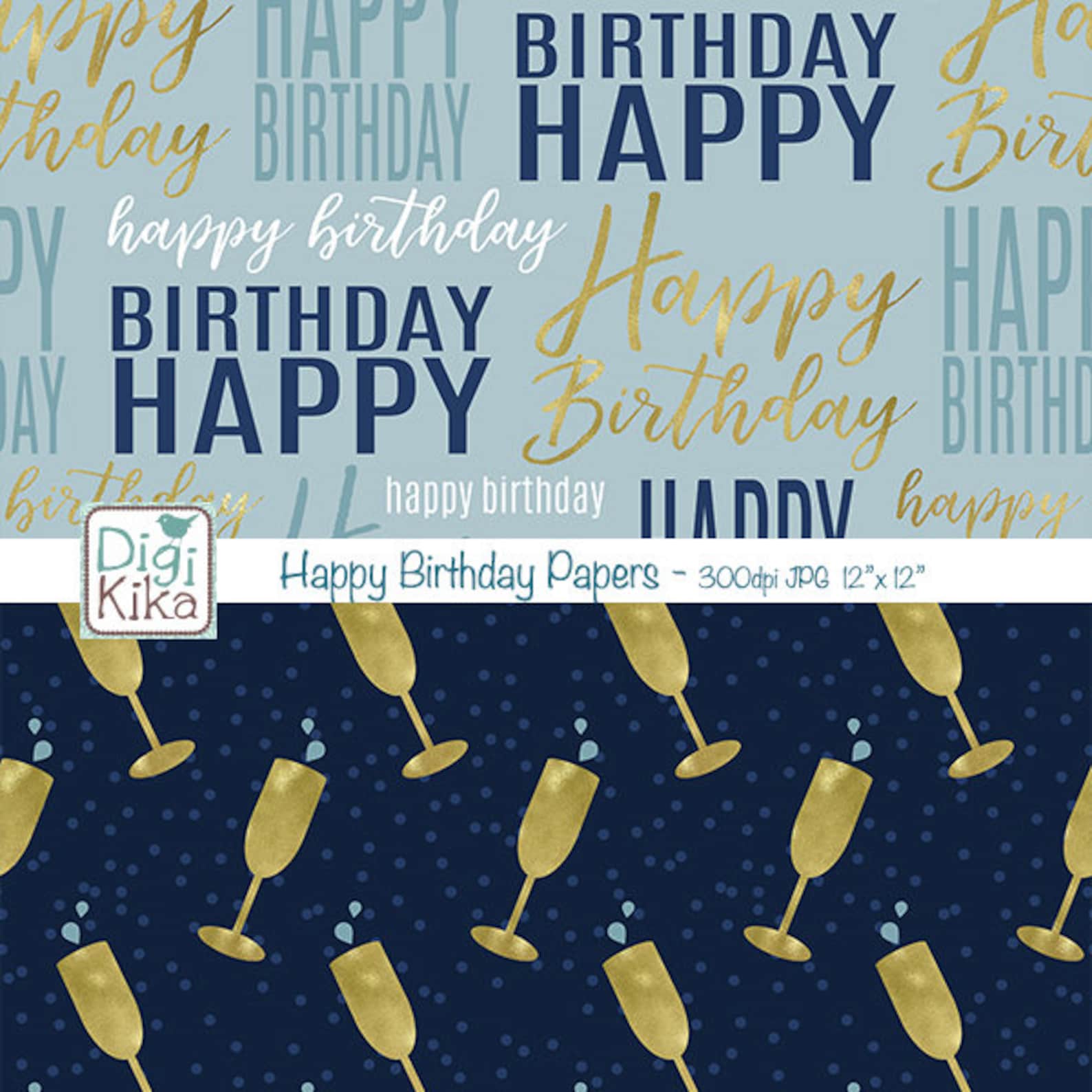 Happy Birthday Digital Papers Scrapbooking Card Design | Etsy