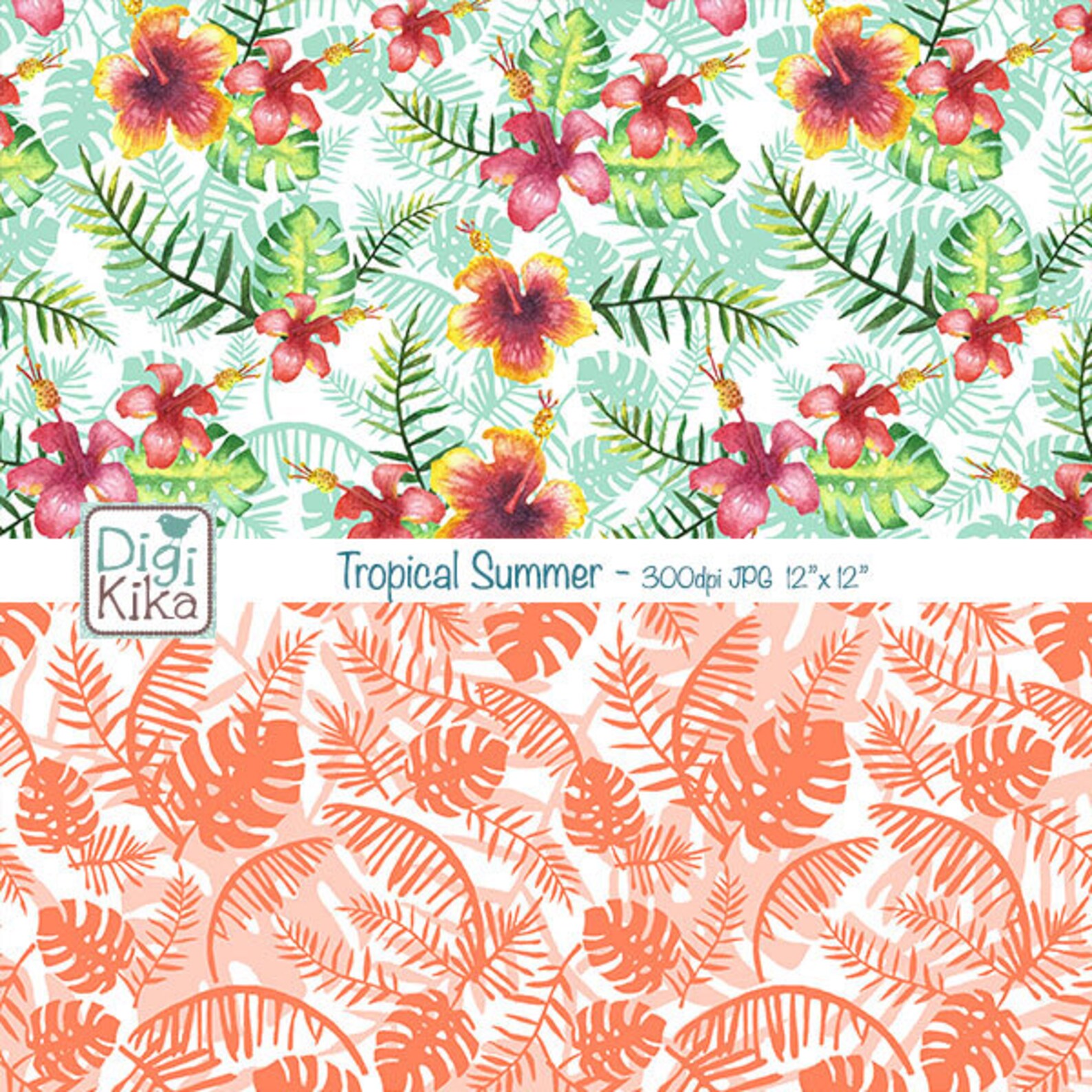 Tropical Summer II Digital Papers Summer Scrapbook Paper - Etsy