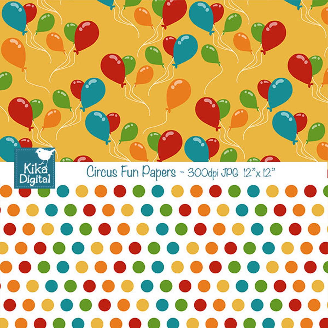 Circus Digital Papers Digital Scrapbooking Papers card | Etsy