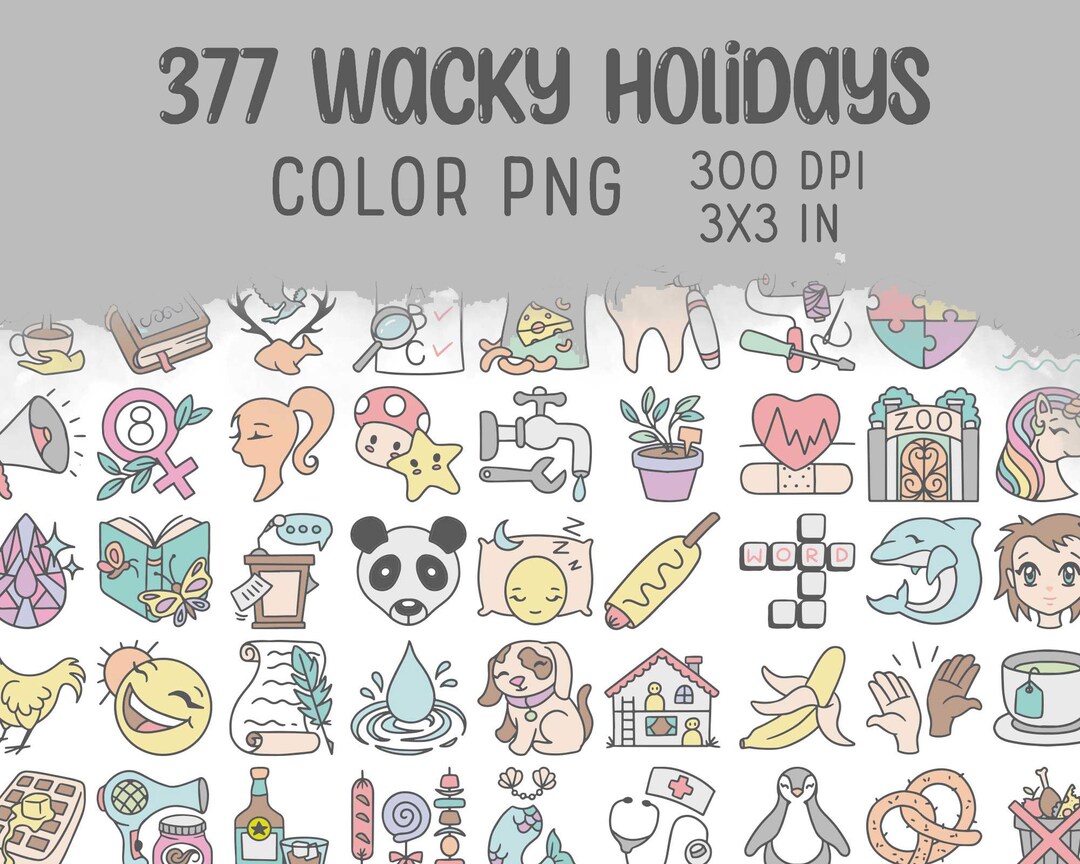 Wacky Holidays Icons PNG BUNDLE - Color Icons Clipart - Digital Icons ...