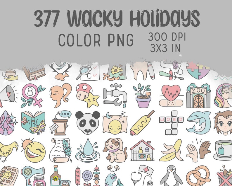Wacky Holidays Icons PNG BUNDLE Color Icons Clipart - Etsy