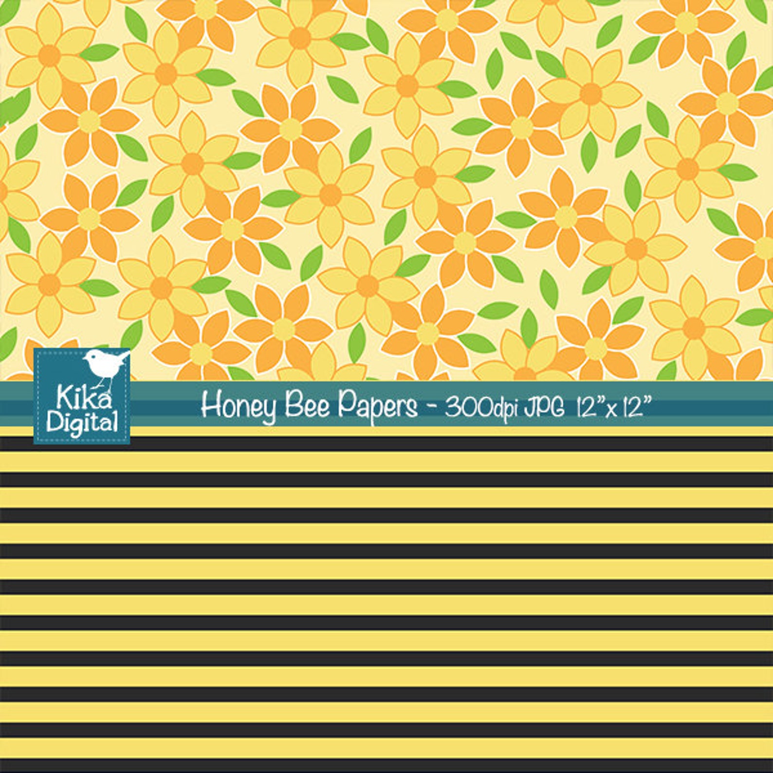 Honey Bee Digital Papers Digital Scrapbooking Papers card | Etsy