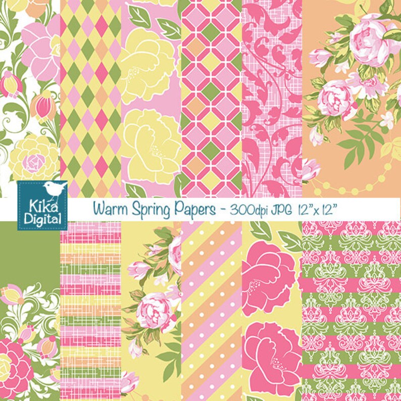 Warm Spring Digital Papers Digital Scrapbook Papers | Etsy