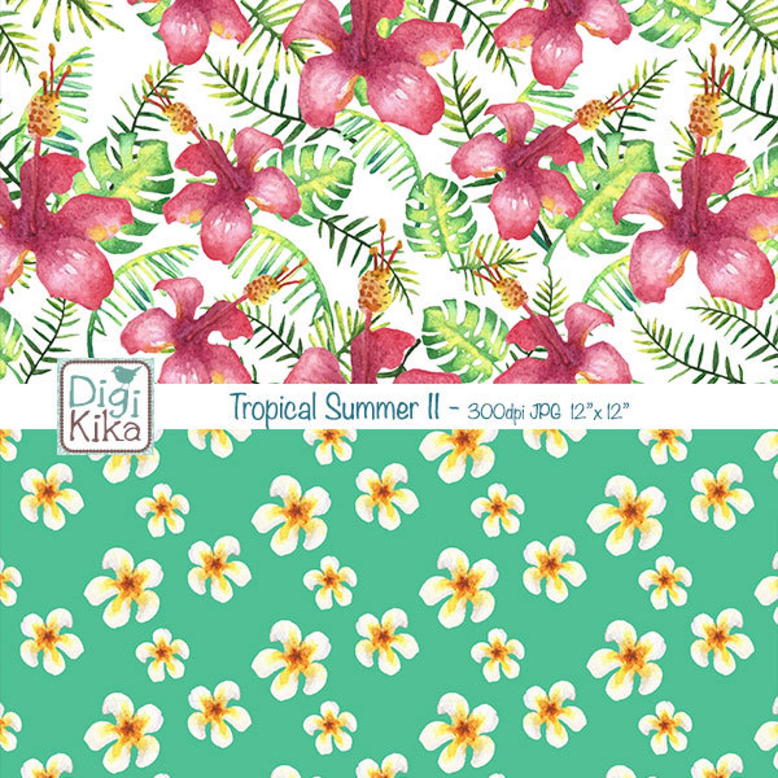 Tropical Summer II Digital Papers Summer Scrapbook Paper - Etsy