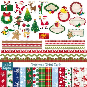 Christmas Digital Clipart and Paper Combo Scrapbook , Card Design ...