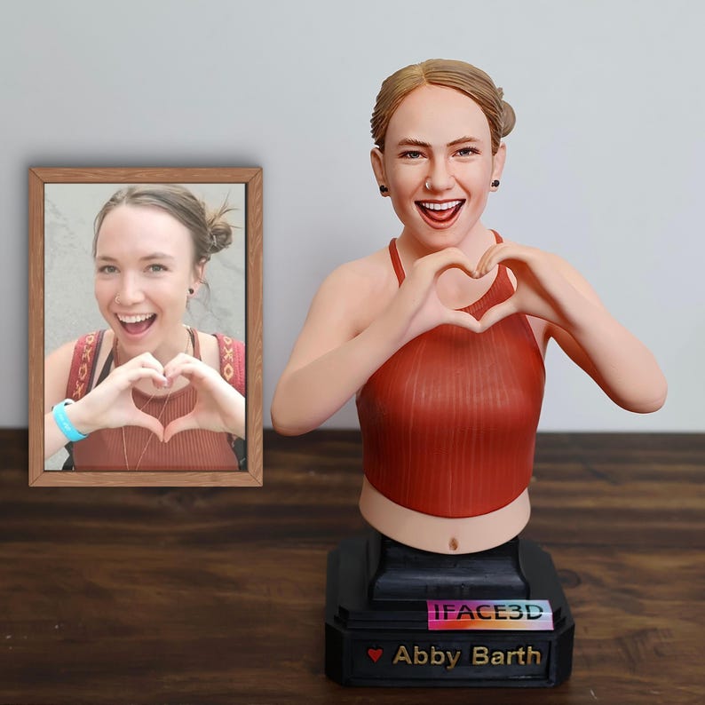 Custom Bust Statue From Photo, Realistic Color Portrait Sculpture ...