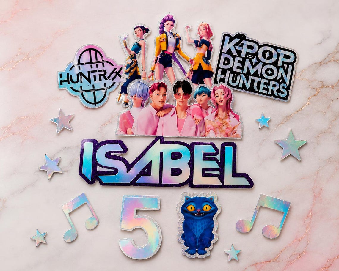Personalised K-pop Demon Hunters Cake Charm Set - Etsy
