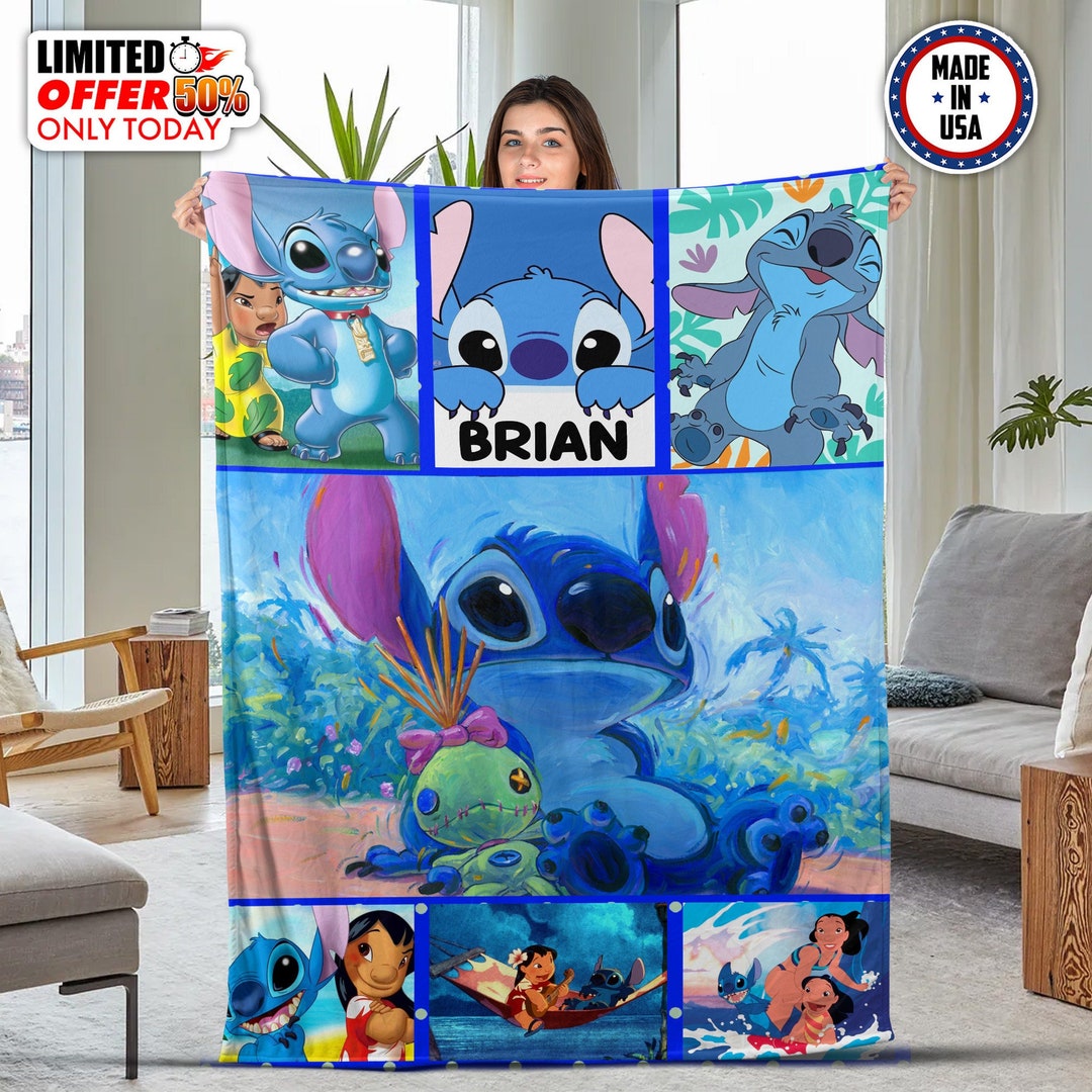 Personalized Disney Stitch Fleece Blanket, Disney Lilo and Stitch Quilt ...