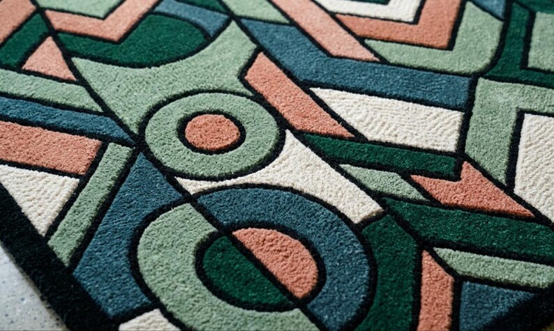 Hand Tufted Geometric Rug – Abstract Mid Century Modern Area Decor - Etsy