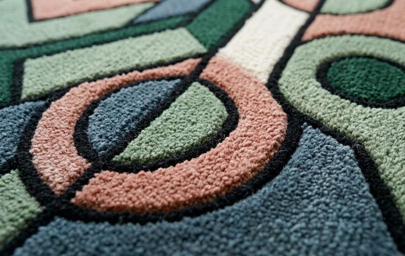 Hand Tufted Geometric Rug – Abstract Mid Century Modern Area Decor - Etsy