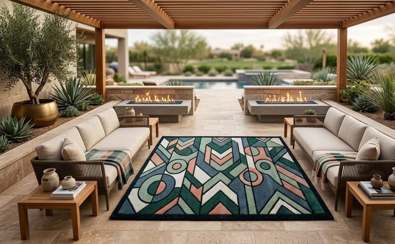 Hand Tufted Geometric Rug – Abstract Mid Century Modern Area Decor - Etsy