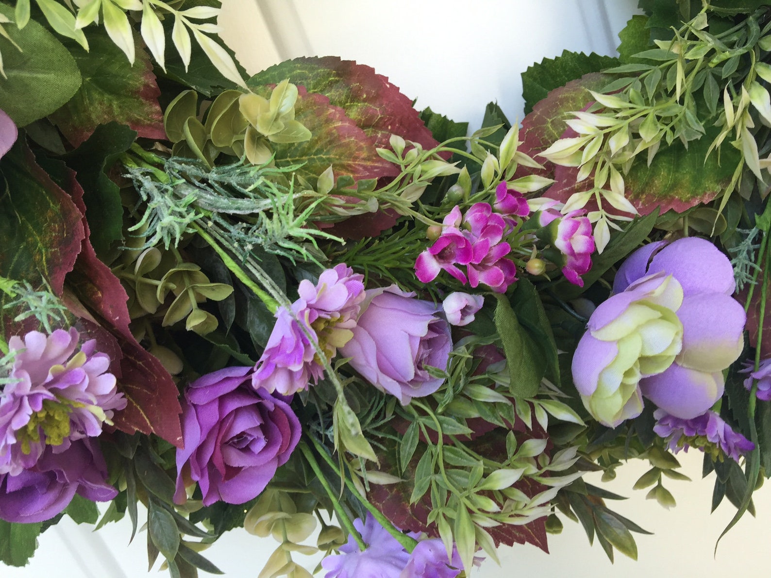 Lavender Roses & Ranunculus With Lush Greens Wreath | Etsy