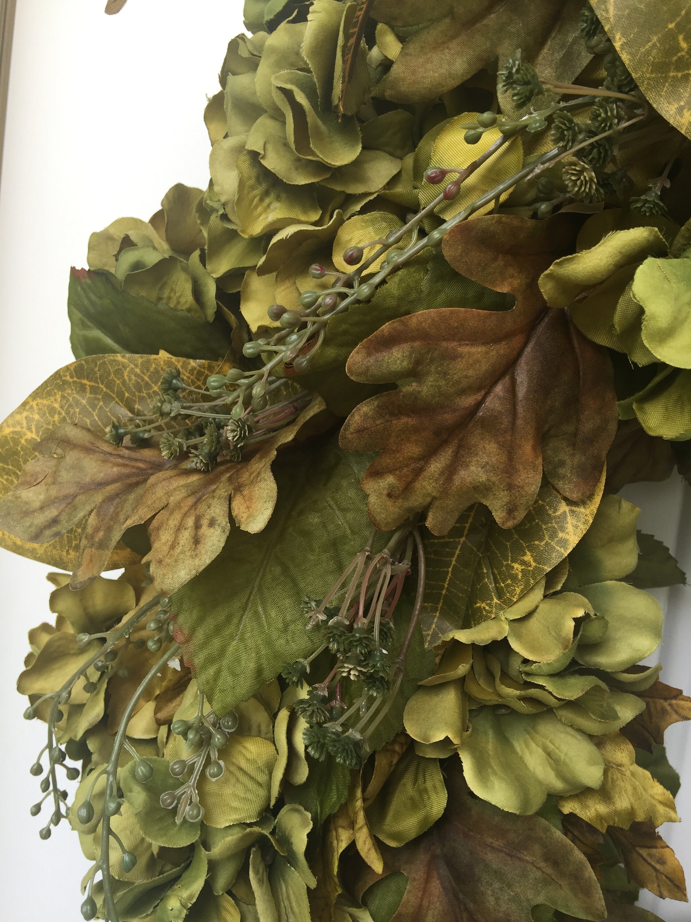 Sale Olive & Moss Green Hydrangea and Fall Leaves Wreath - Etsy