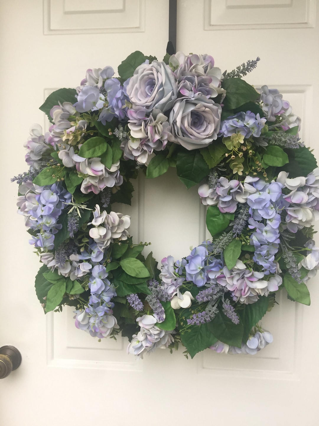 Periwinkle Roses, Hydrangea & Wisteria Wreath - Etsy