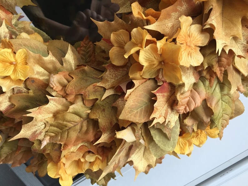 Sale Gold Hydrangea & Fall Leaves With Pale Green Accents - Etsy