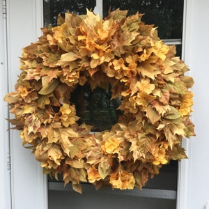 Sale Gold Hydrangea & Fall Leaves With Pale Green Accents - Etsy