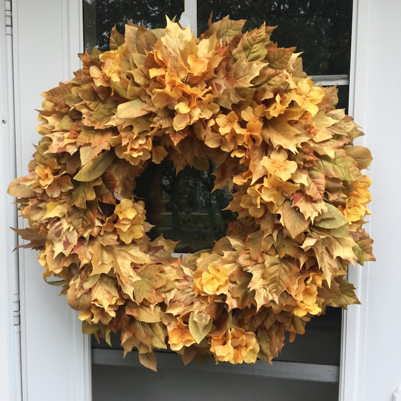 Sale Gold Hydrangea & Fall Leaves With Pale Green Accents - Etsy