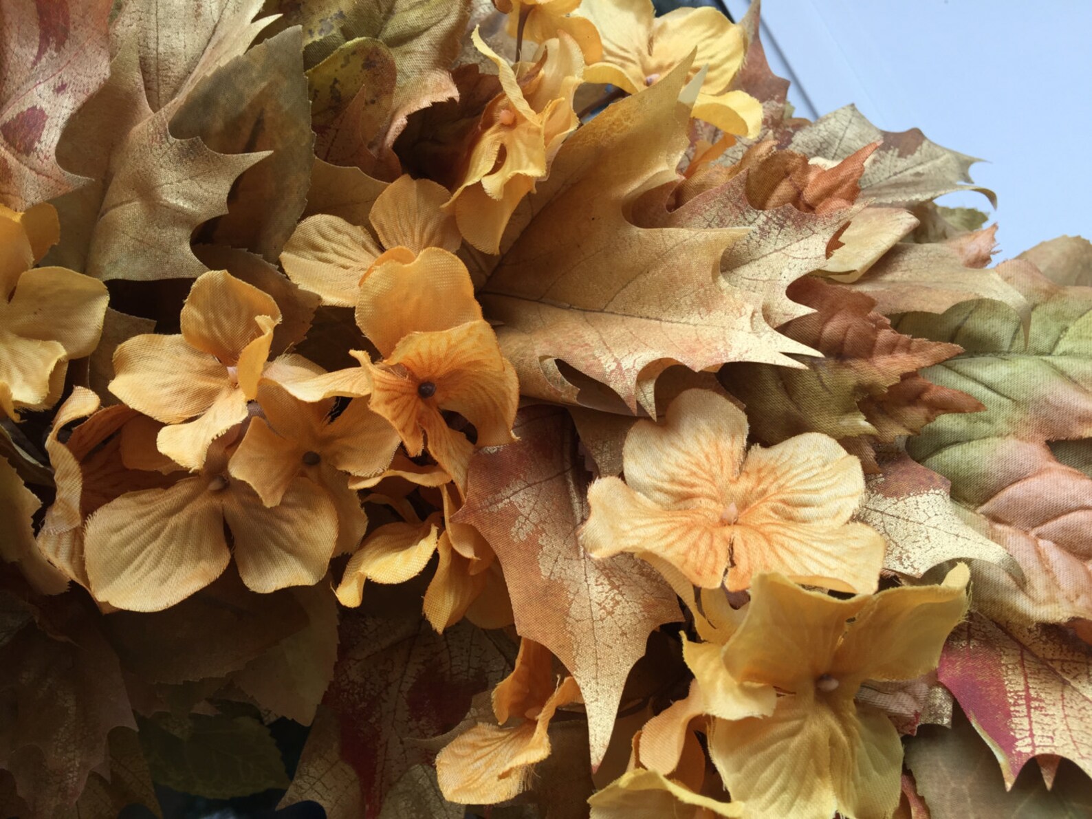 Sale Gold Hydrangea & Fall Leaves With Pale Green Accents - Etsy