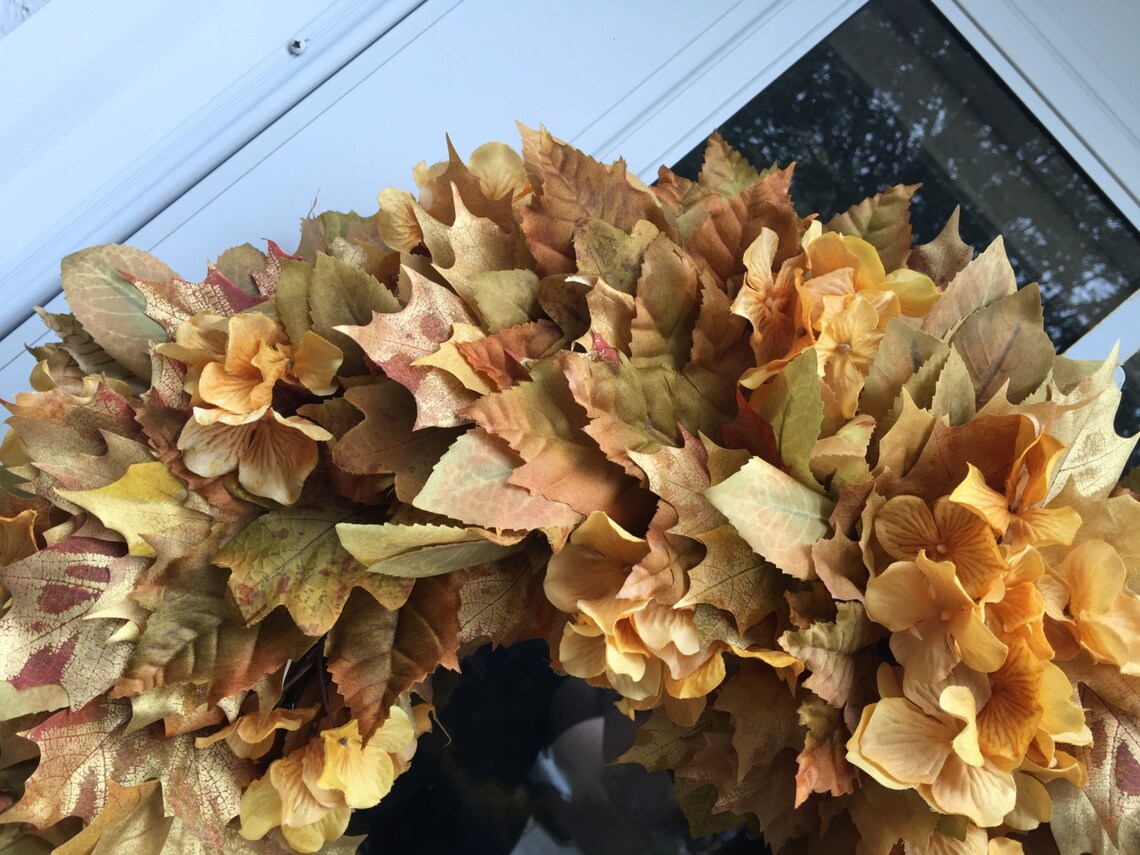 Sale Gold Hydrangea & Fall Leaves With Pale Green Accents - Etsy