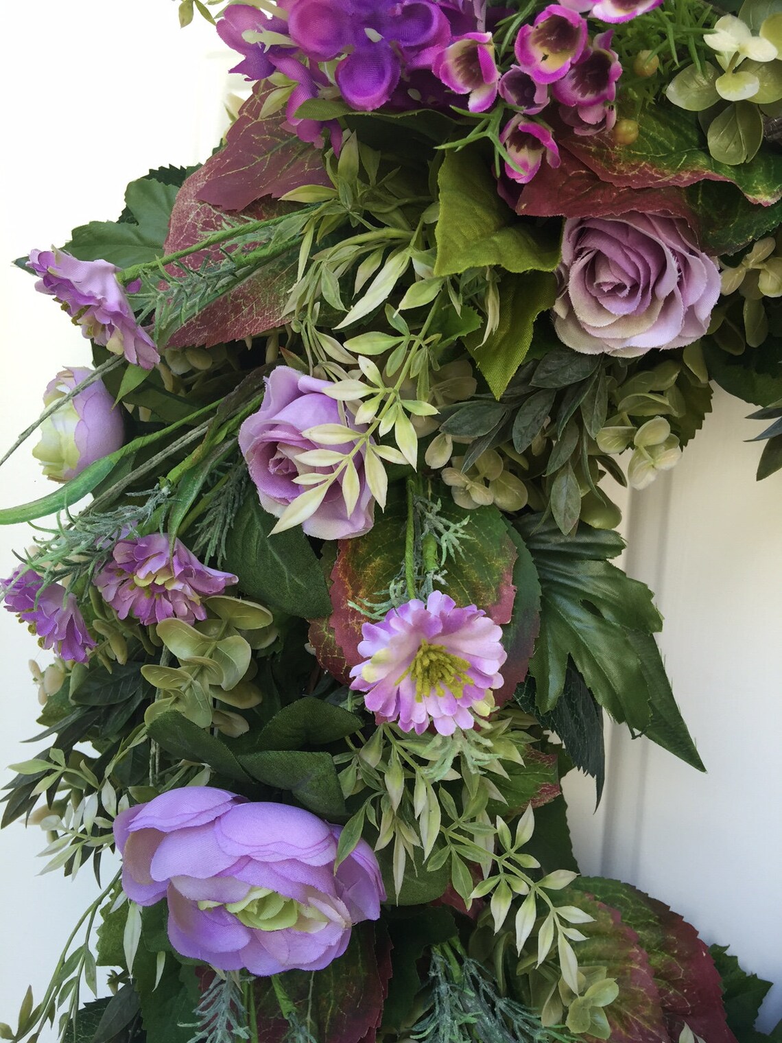 Lavender Roses & Ranunculus With Lush Greens Wreath | Etsy