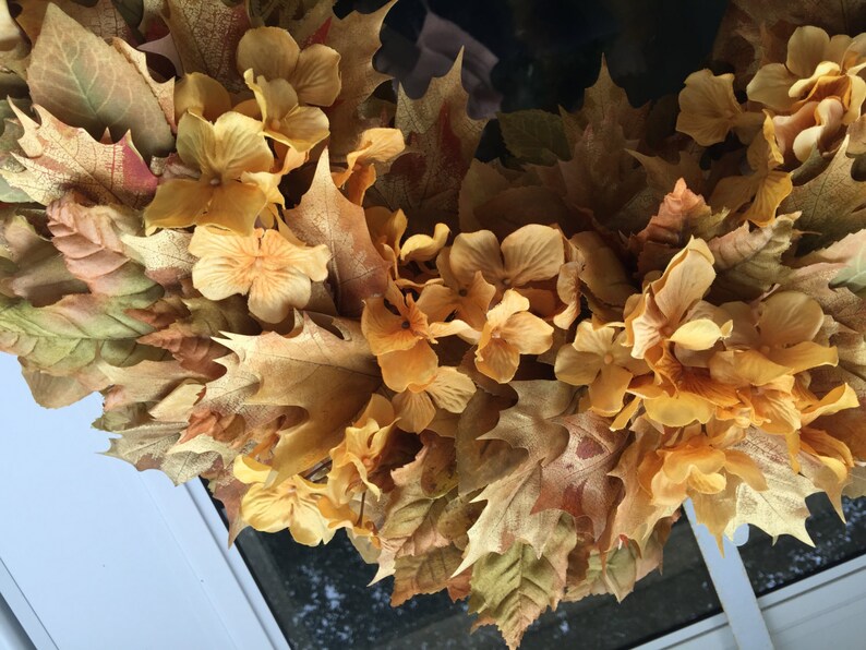 Sale Gold Hydrangea & Fall Leaves With Pale Green Accents - Etsy
