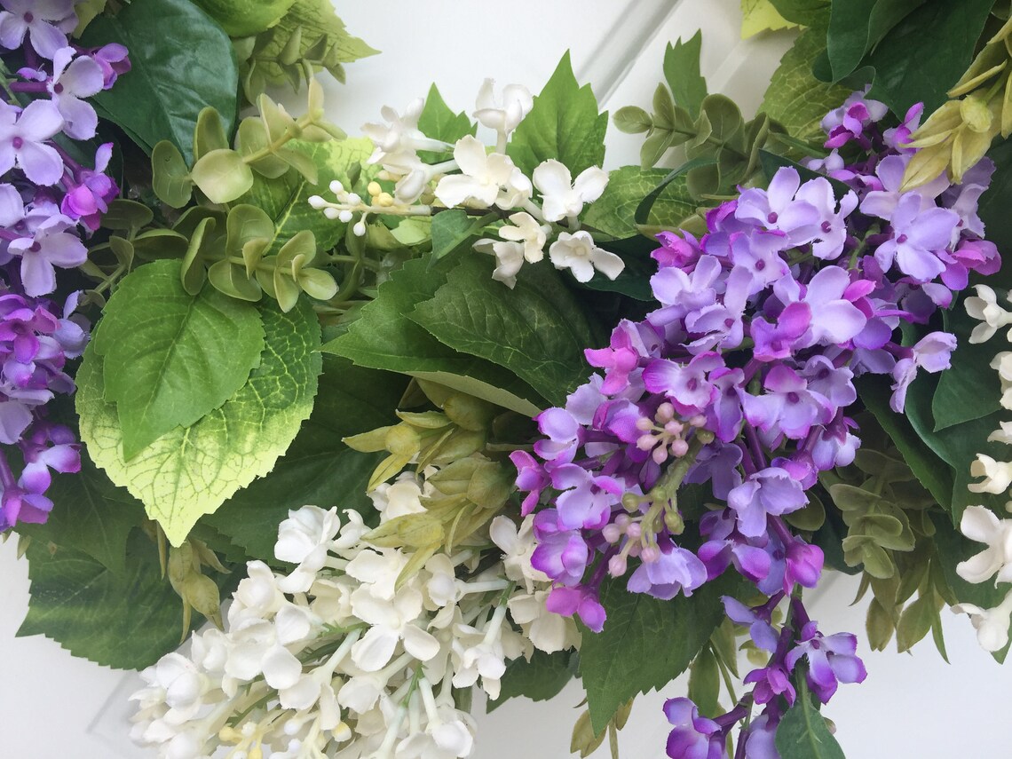 Lavender & White Lilac Wreath - Etsy