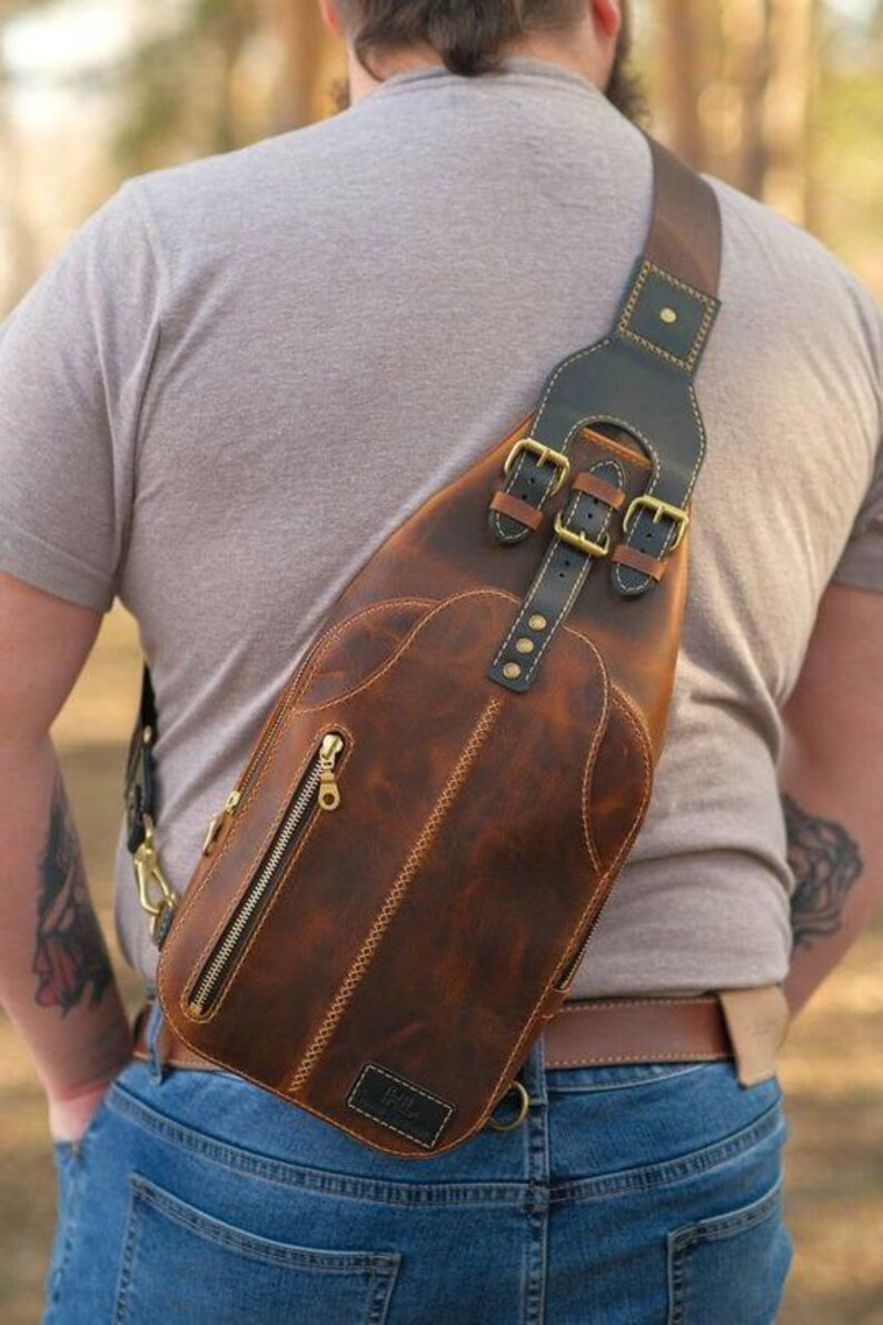 Leather Sling Bag PDF Pattern, DIY Crossbody Chest Bag Template ...