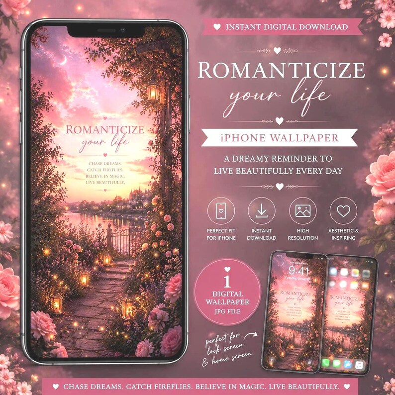 6 Pink Coquette iPhone Wallpapers: Romantic Soft Life Bundle (digital ...