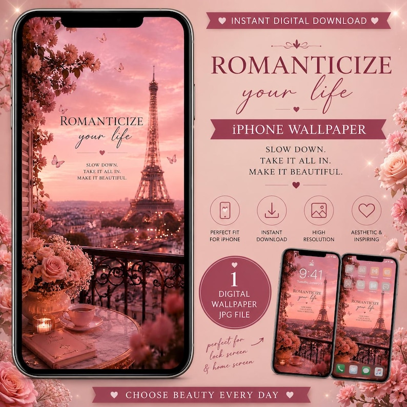 6 Pink Coquette iPhone Wallpapers: Romantic Soft Life Bundle (digital ...