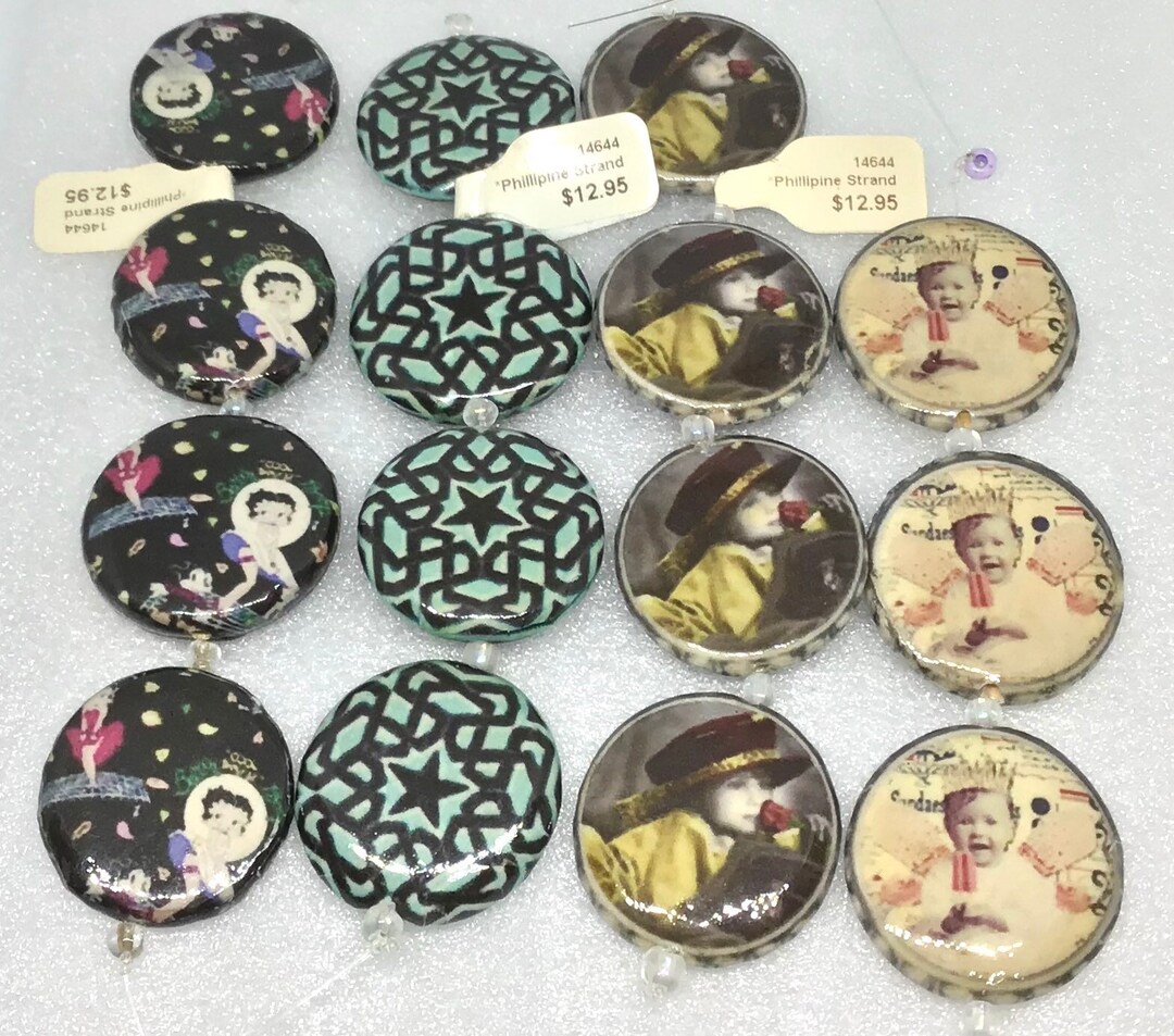 Destash Découpaged Wood Philippine Bead Strands - Choice - Etsy