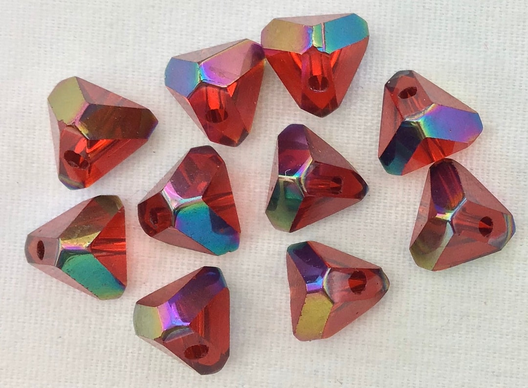 Destash Chinese Glass 8 Mm Triangle Beads - Set of 10, Choice of Color ...