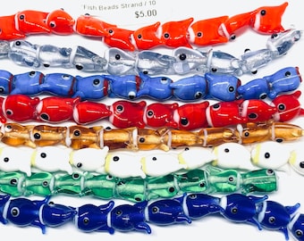 Glass Fish Beads - Etsy