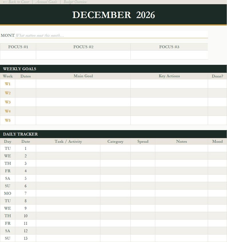 Premium Excel Planner 2026 | All-in-one Budget, Habit & Goal Tracker ...