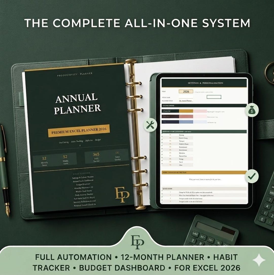 Premium Excel Planner 2026 | All-in-one Budget, Habit & Goal Tracker ...