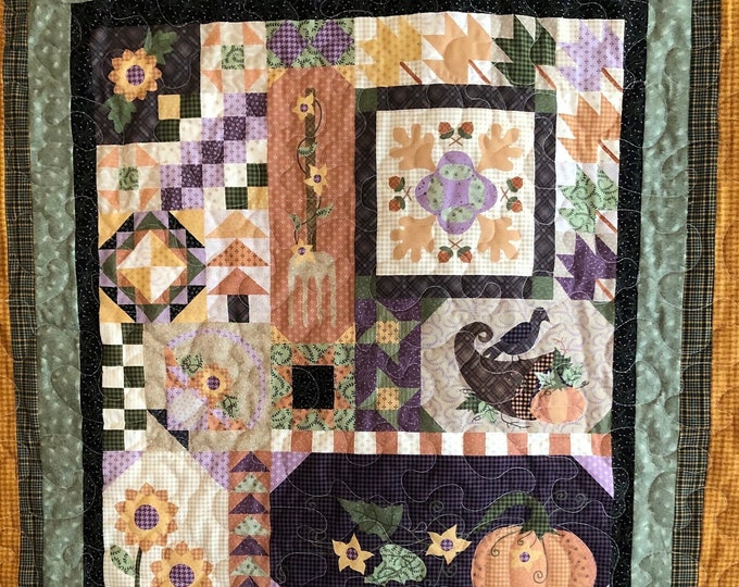 Fall Sampler Sampler Quilt - Lap Quilt, or a Decorative Wall Hanging 41 ...