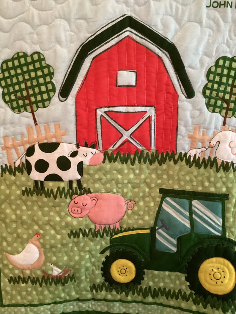Baby Quilt John Deer Tractor Farm Quilt Backing Pale Blue - Etsy