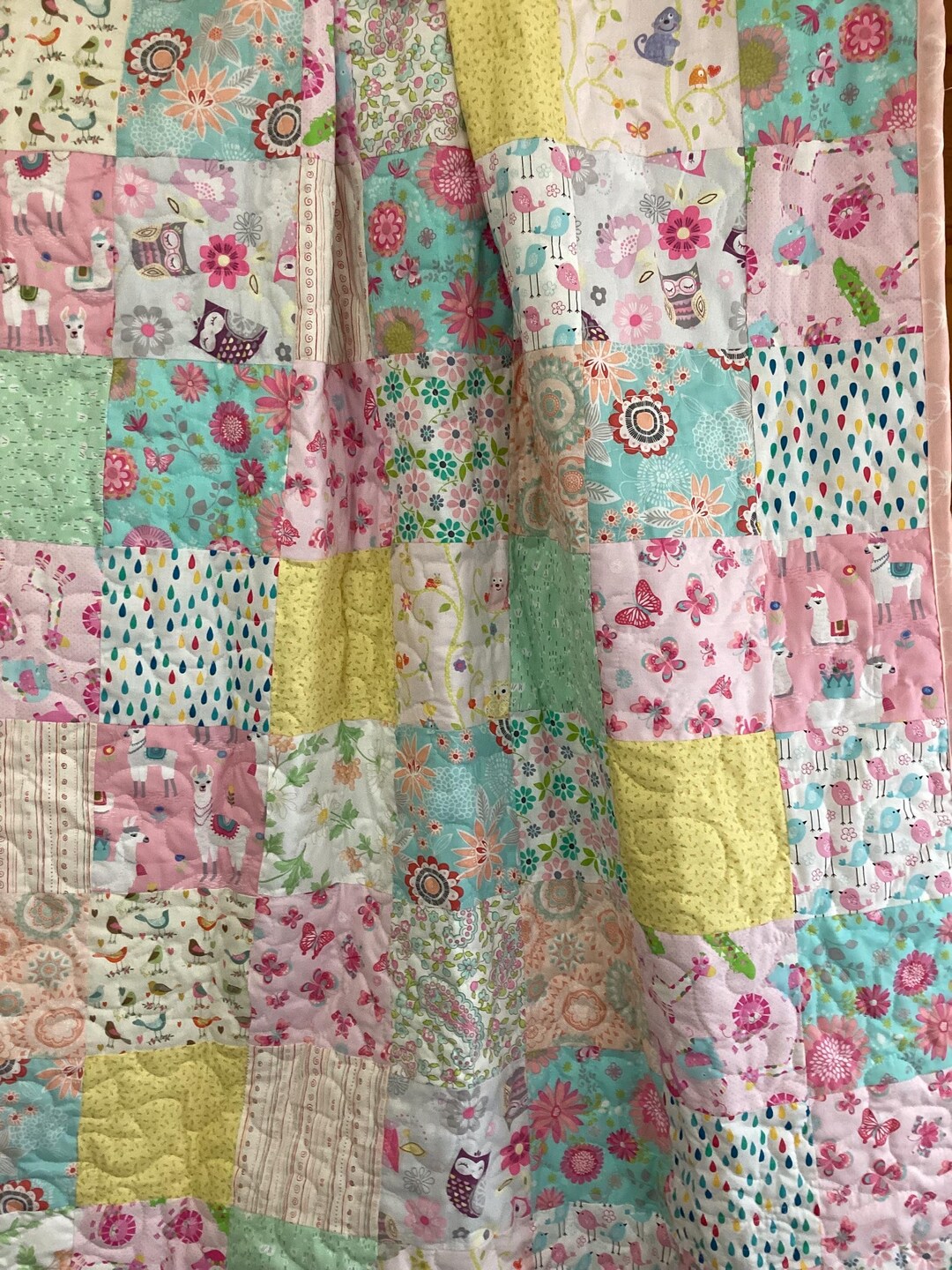 Pink Patchwork Quilt, Scrappy Pastel Quilt: Baby, Child or Adult 42” by ...