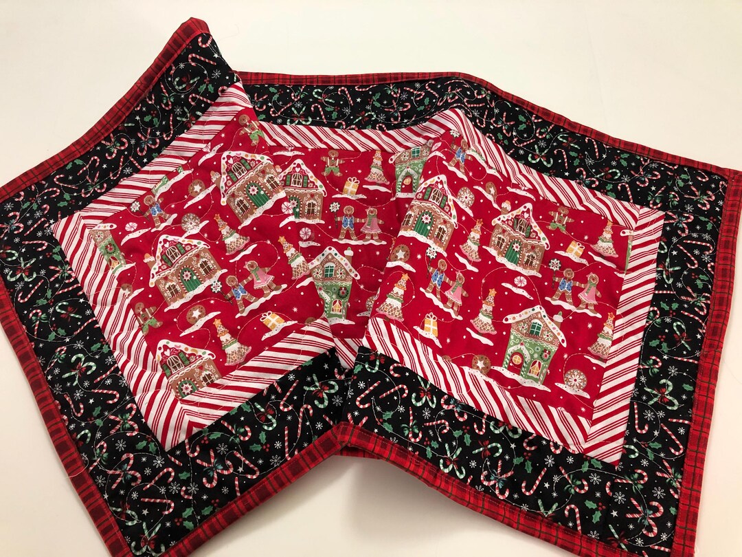 Christmas Gingerbread Table Runner , Quilted Runner 16" by 41" - Etsy