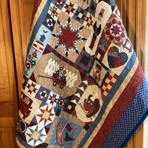 Patriotic Décor: Americana Sampler Quilt - Couch Throw, Lap Quilt 42 ...