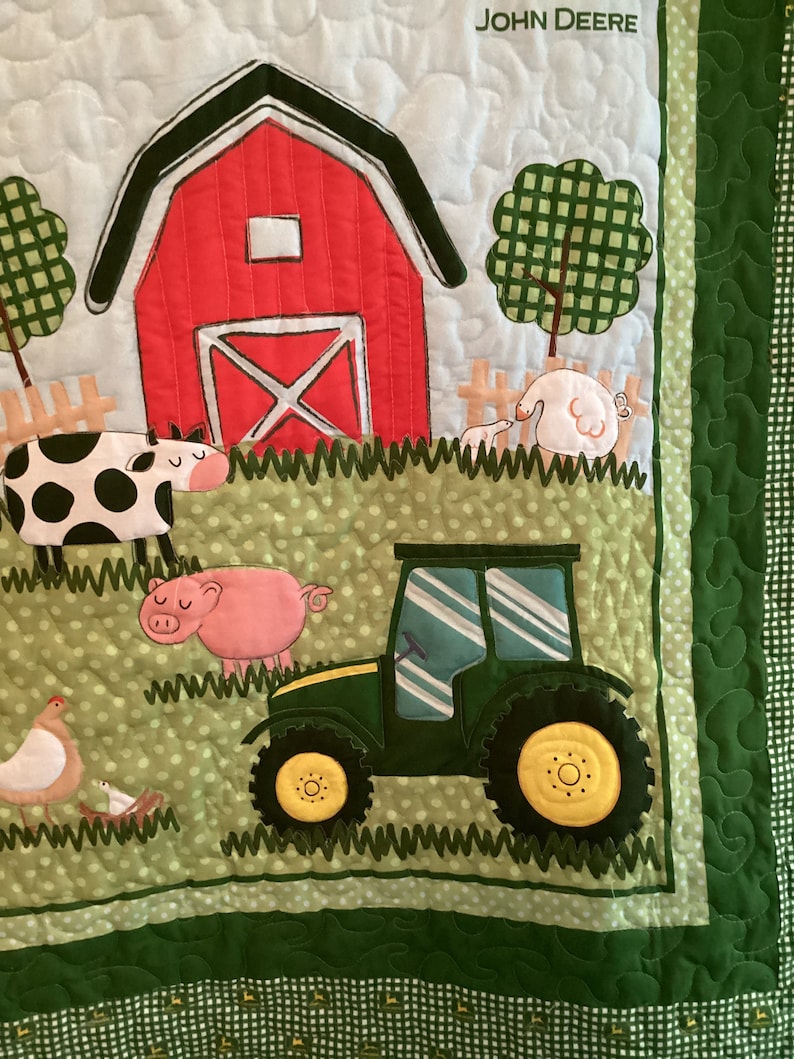 Baby Quilt John Deer Tractor Farm Quilt Backing Pale Blue - Etsy
